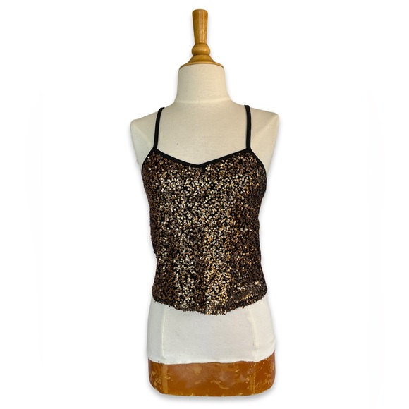 Tildon | Tops | Tildon Gold And Black Sequin Cropped Tank | Poshmark